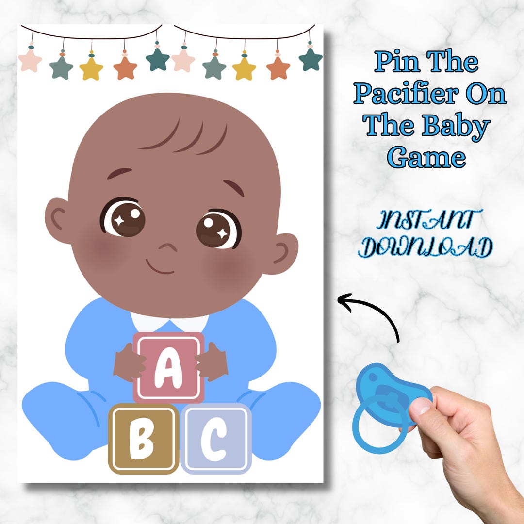 Pin the Pacifier on the Baby Game, Printable Baby Shower Game, Pin the ...