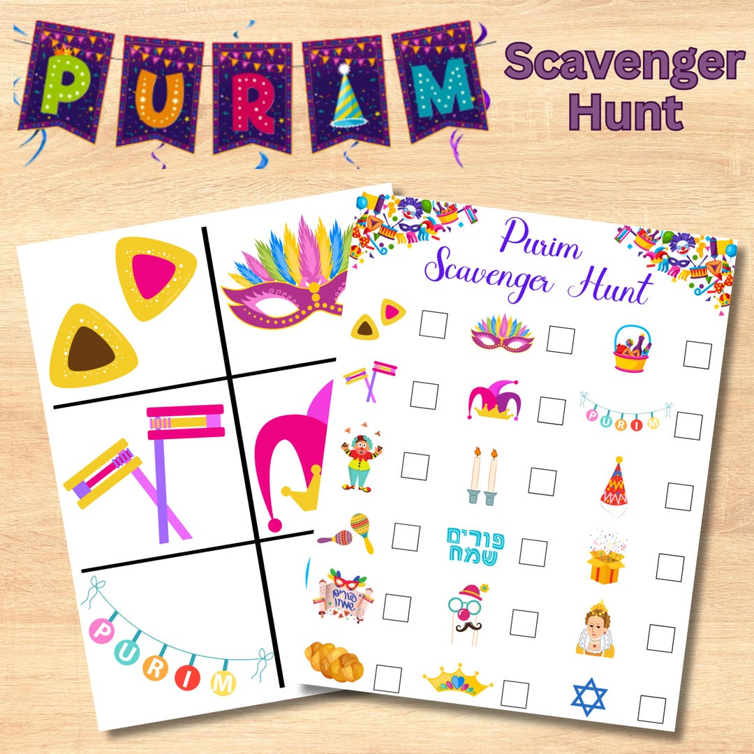 Purim Printable Scavenger Hunt, Purim Party Game, Instant Download ...