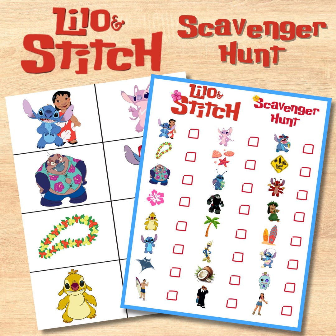 Stitch Printable Scavenger Hunt, Stitch Lilo Party Game, Stitch ...