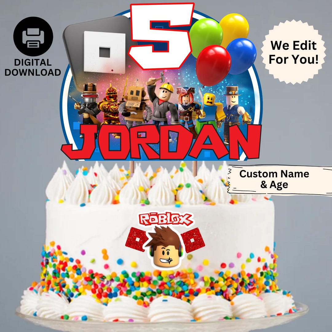 Personalized Gamer Cake Topper, Custom Roblocks Cake Topper, Video Game ...