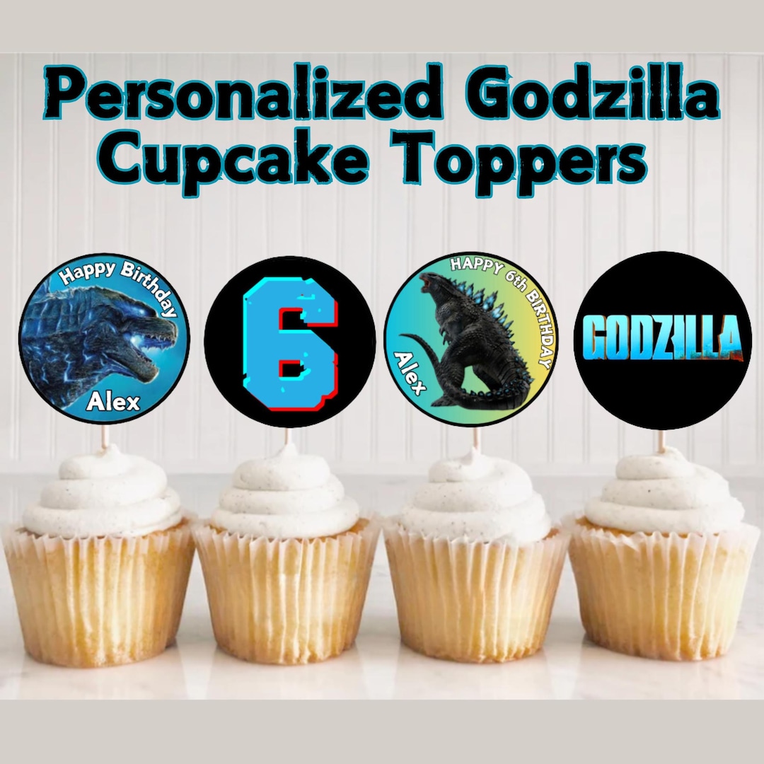 Personalized Godzilla Birthday Toppers, Godzilla Cupcake Toppers ...