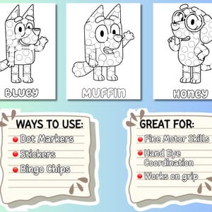 Blue and Bingo Dog Do A Dot Activity Book, Bluey Activity Printable ...