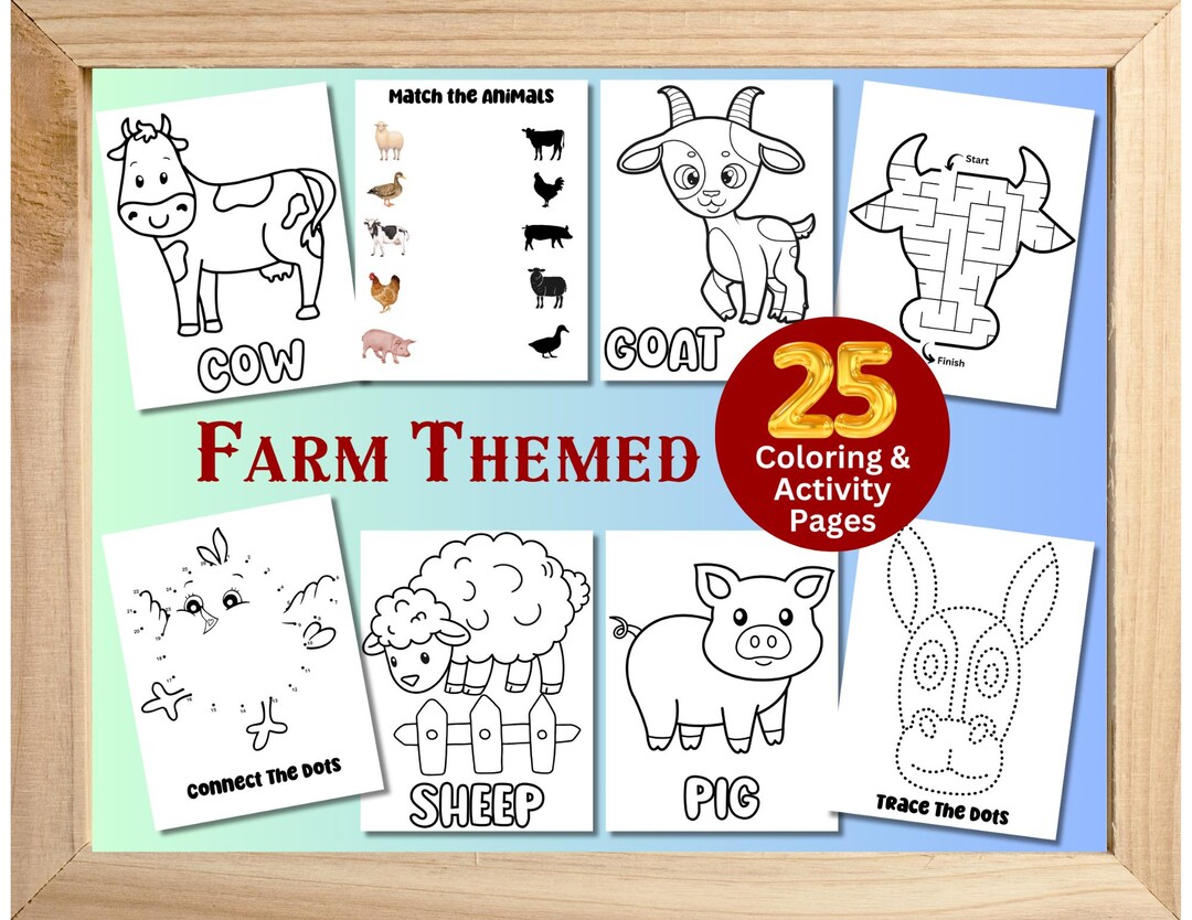 Farm Animal Coloring Pages for Kids, Farm Activity Sheet, Farm Birthday ...