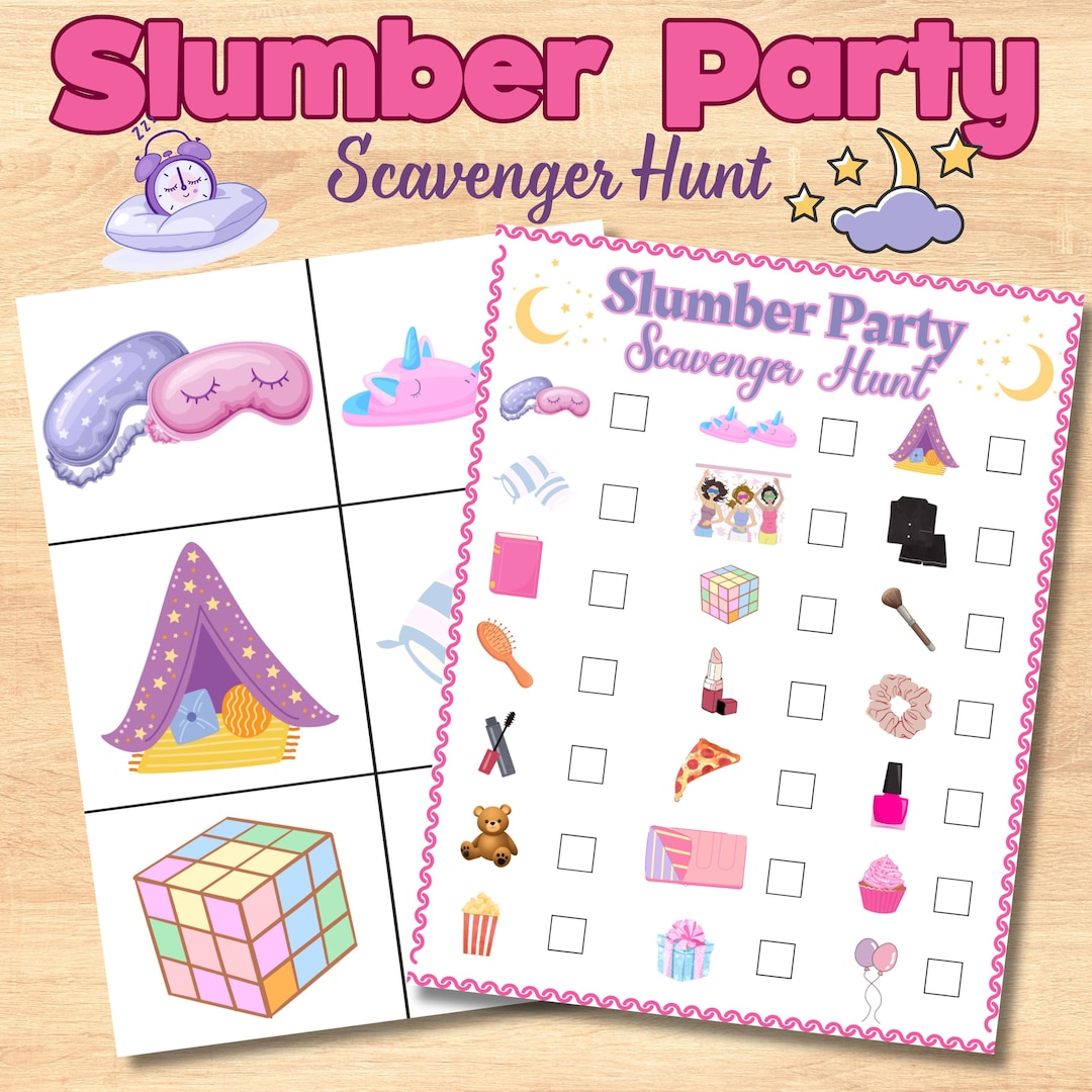 Slumber Party Scavenger Hunt, Sleepover Party Games, Slumber Party ...