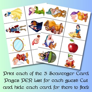 Printable Princess Scavenger Hunt, Snow Princess Dwarf Scavenger Hunt ...