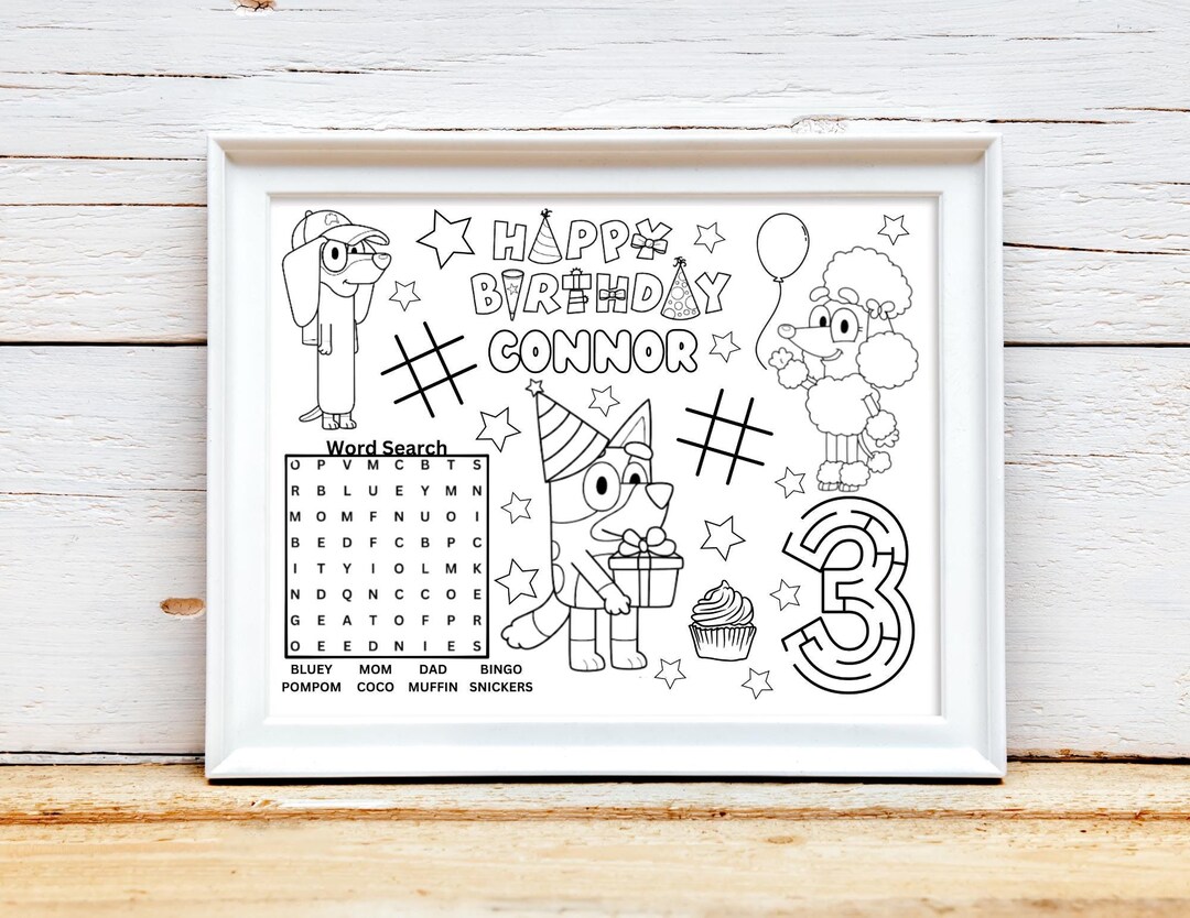 Personalized Bluey Happy Birthday Coloring Sheet, Printable Bluey ...