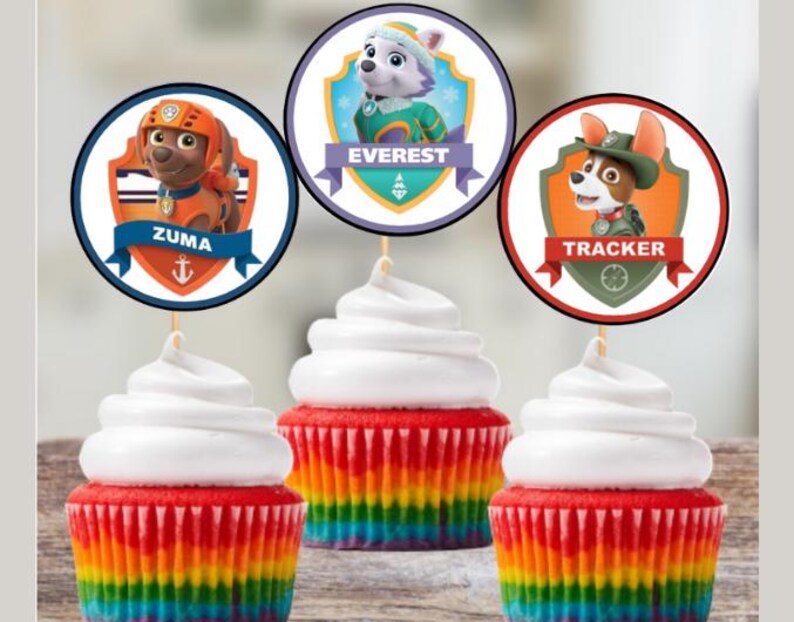 Personalized Paw Party Cupcake Toppers, Puppy Party Decor, Puppy ...