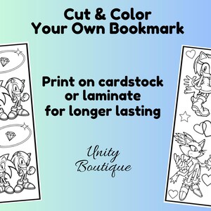 Printable Sonic Color Your Own Bookmarks, Sonic Party Favors, Hedgehog ...