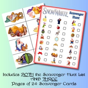 Printable Princess Scavenger Hunt, Snow Princess Dwarf Scavenger Hunt ...