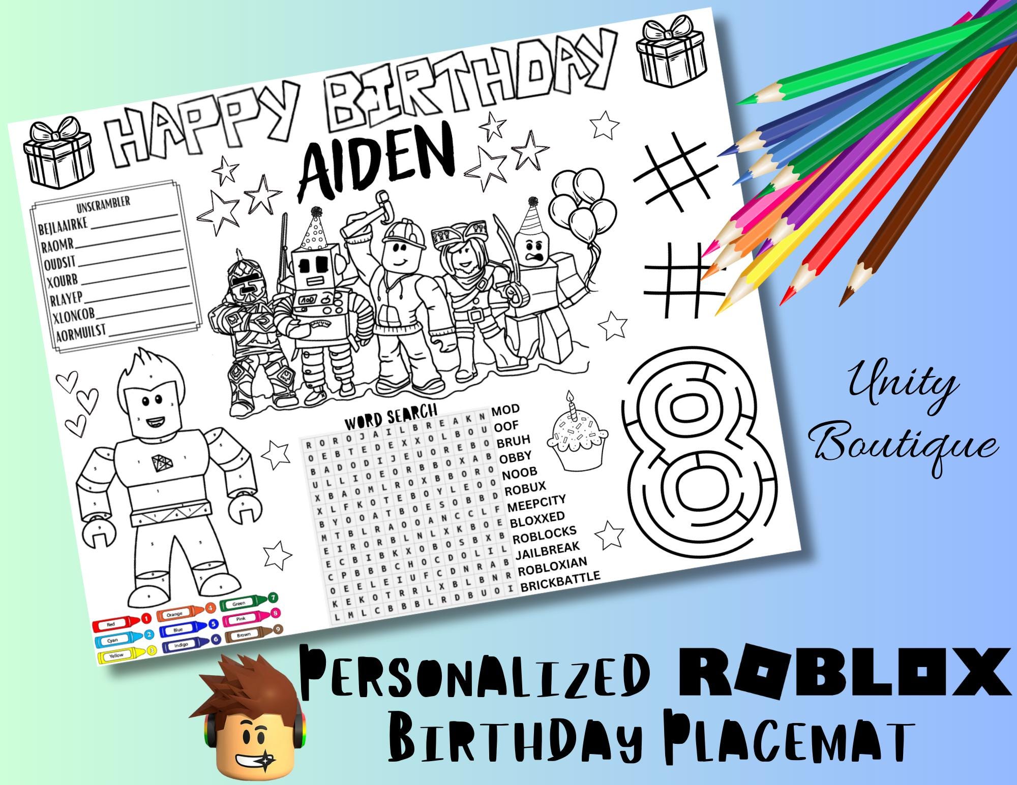 Personalized Roblox Activity Sheet, Roblox Coloring Page, Roblox ...