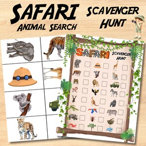 Safari Animal Search Scavenger Hunt, Printable Jungle Animal Scavenger ...