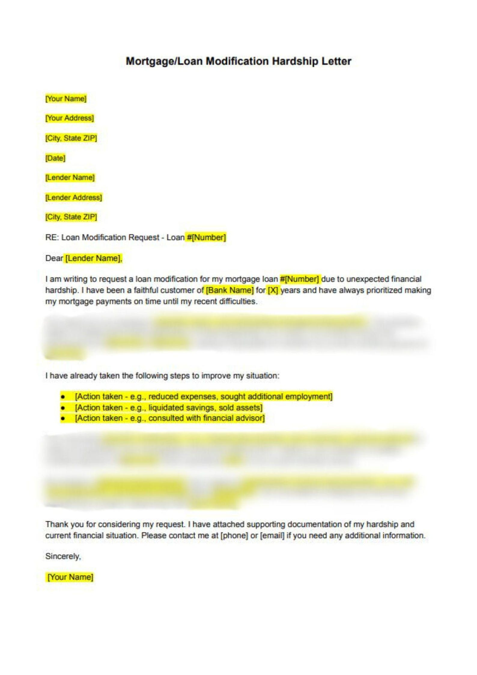 Loan Modification Hardship Letter Template Mortgage Hardship Letter ...