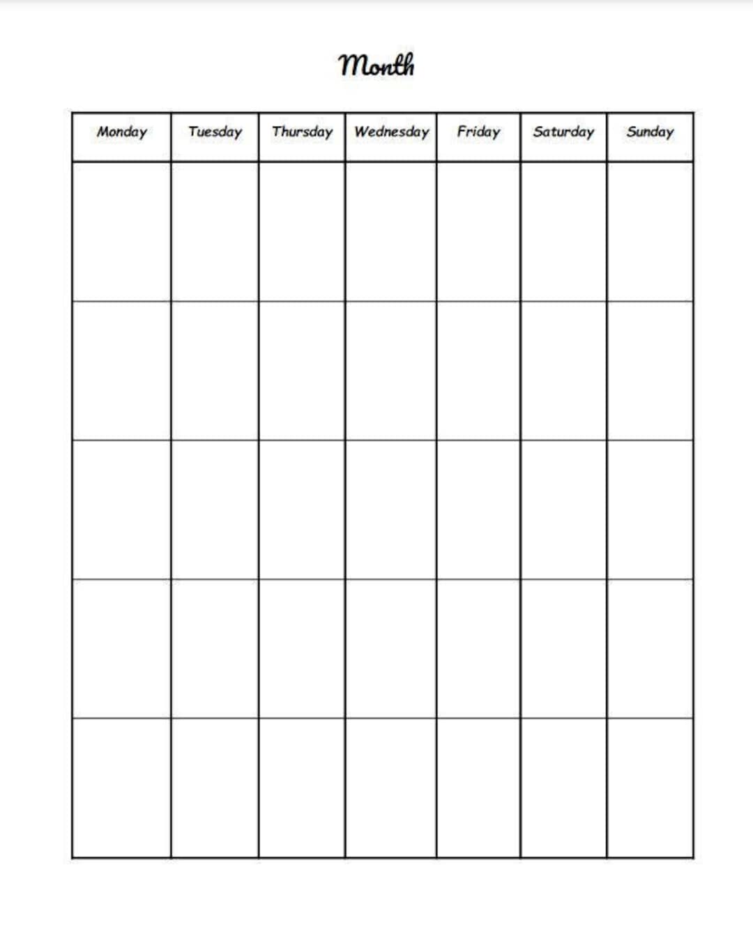 Blank Calendar Template: Bundle Printable Horizontal & Vertical Monthly ...