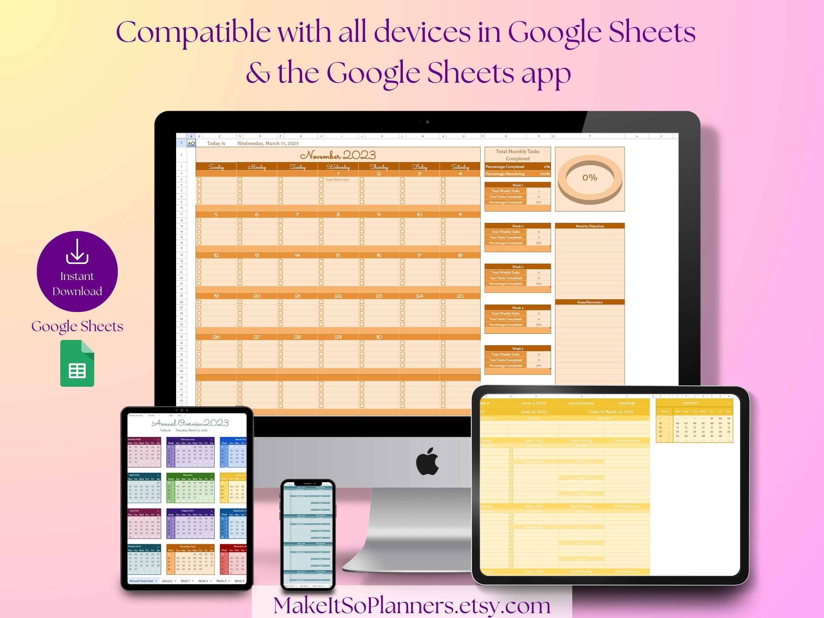Digital Weekly Planner Spreadsheet Daily to Do List INSTANT DOWNLOAD ...