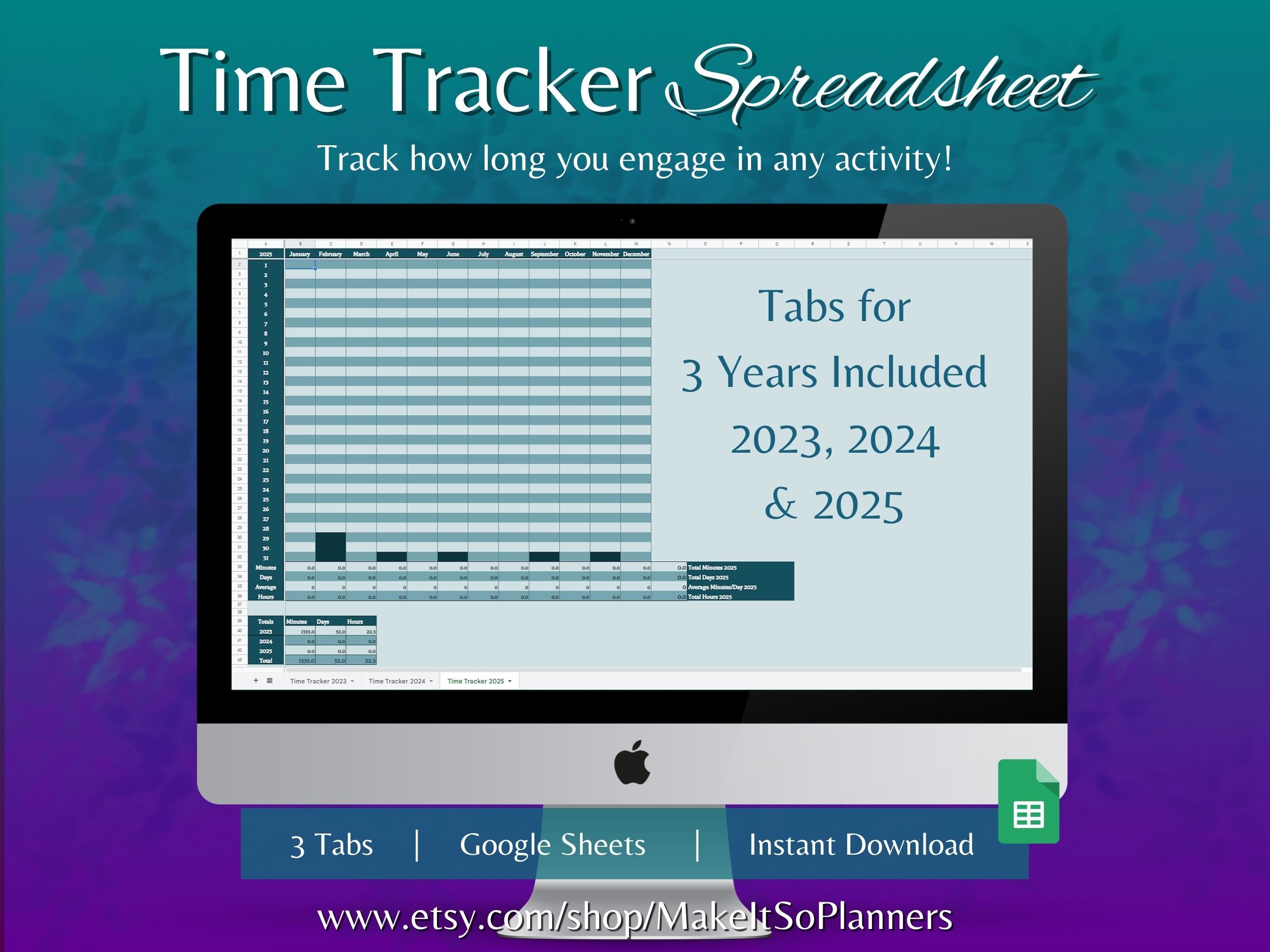 Time Tracker Log Digital Activity Tracker Spreadsheet Track Activity ...