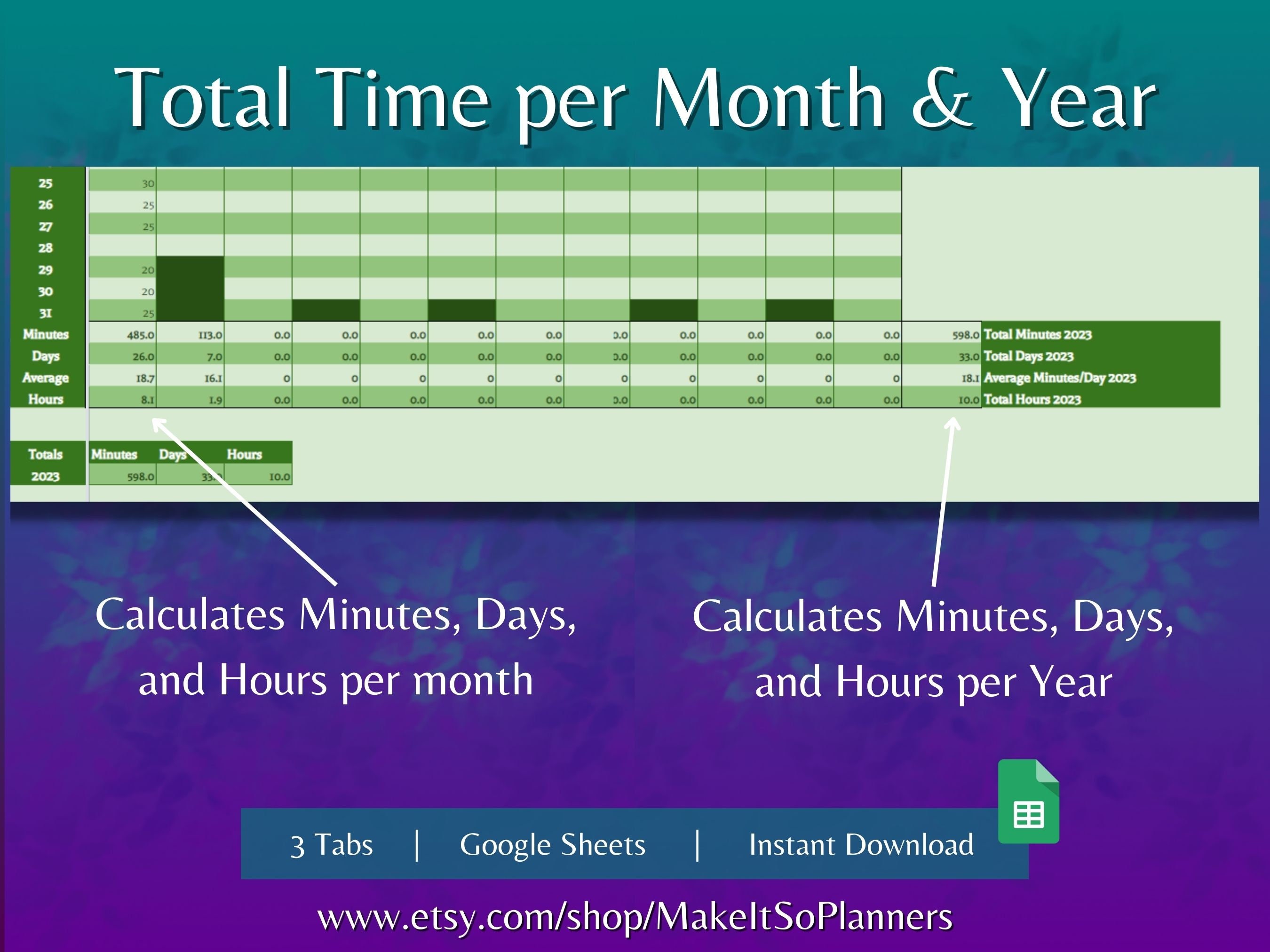 Time Tracker Log - Digital Activity Tracker Spreadsheet - Track ...