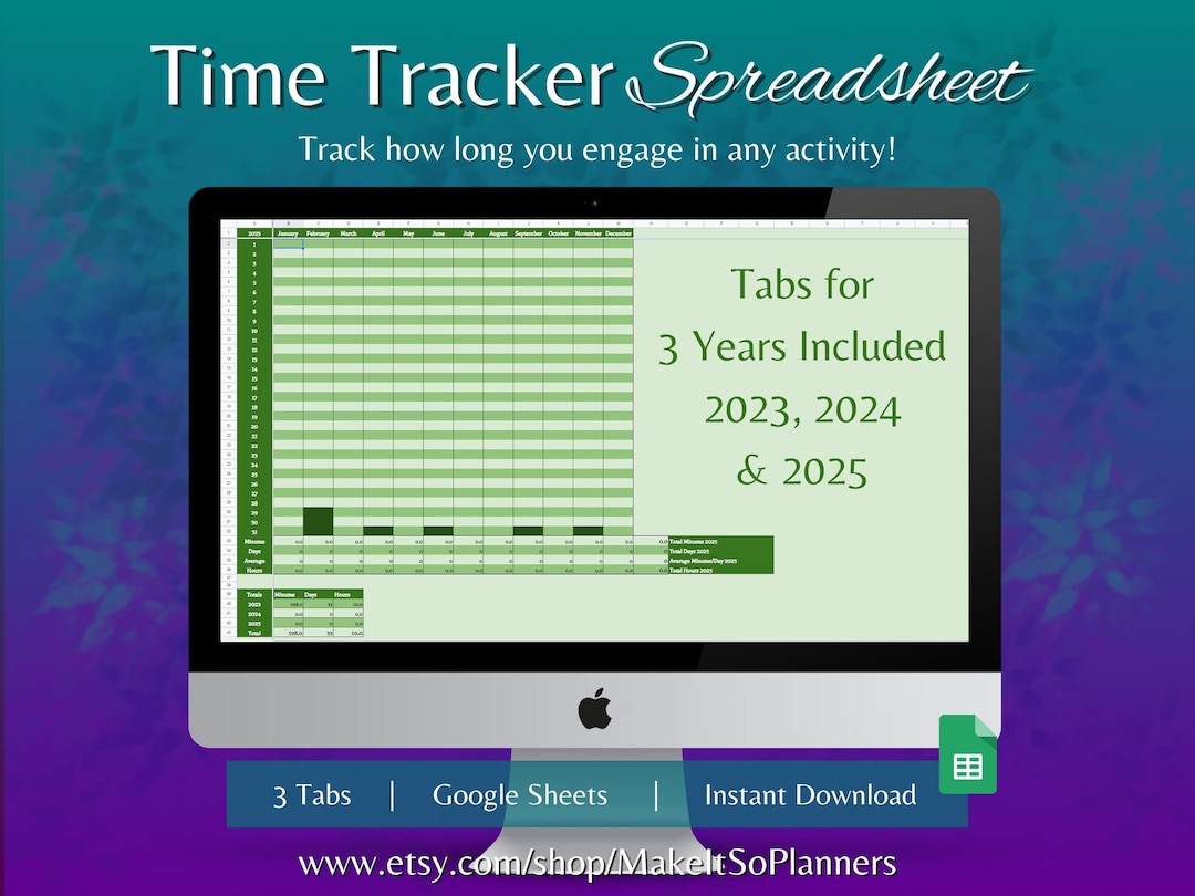 Time Tracker Log - Digital Activity Tracker Spreadsheet - Track ...