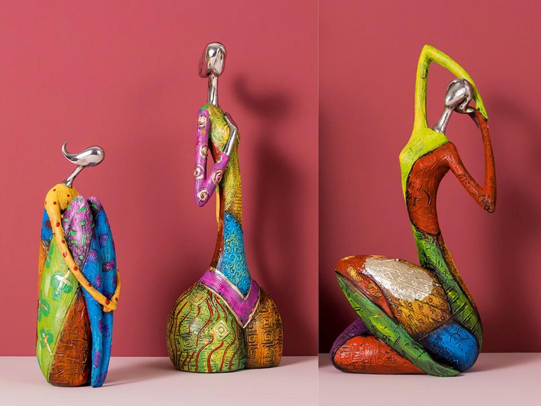 Abstract Art Woman Sculpture Figurines for Interior Resin Statue Color ...