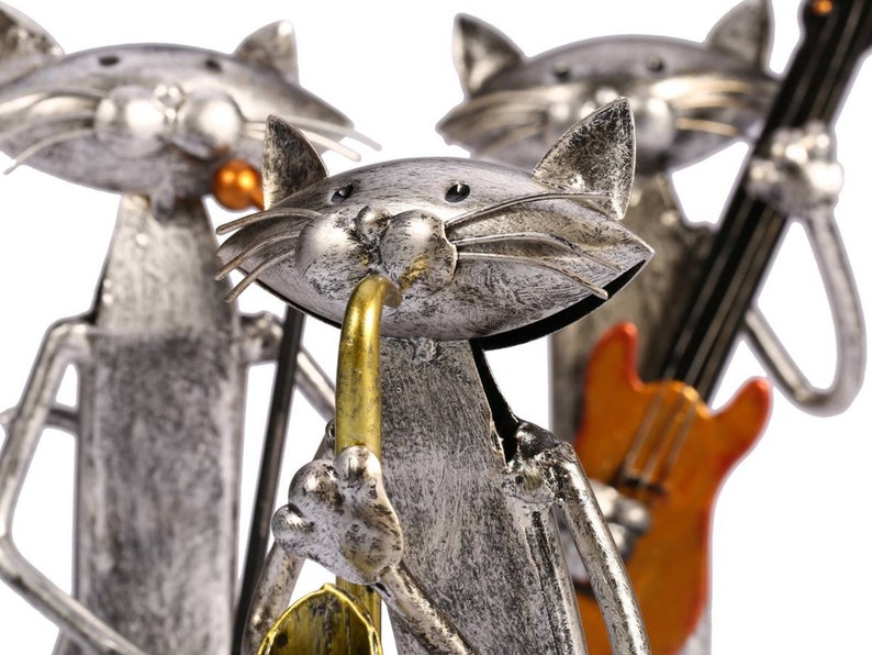 Metal Sculpture A Playing Guitar Cat Home Furnishing Articles ...