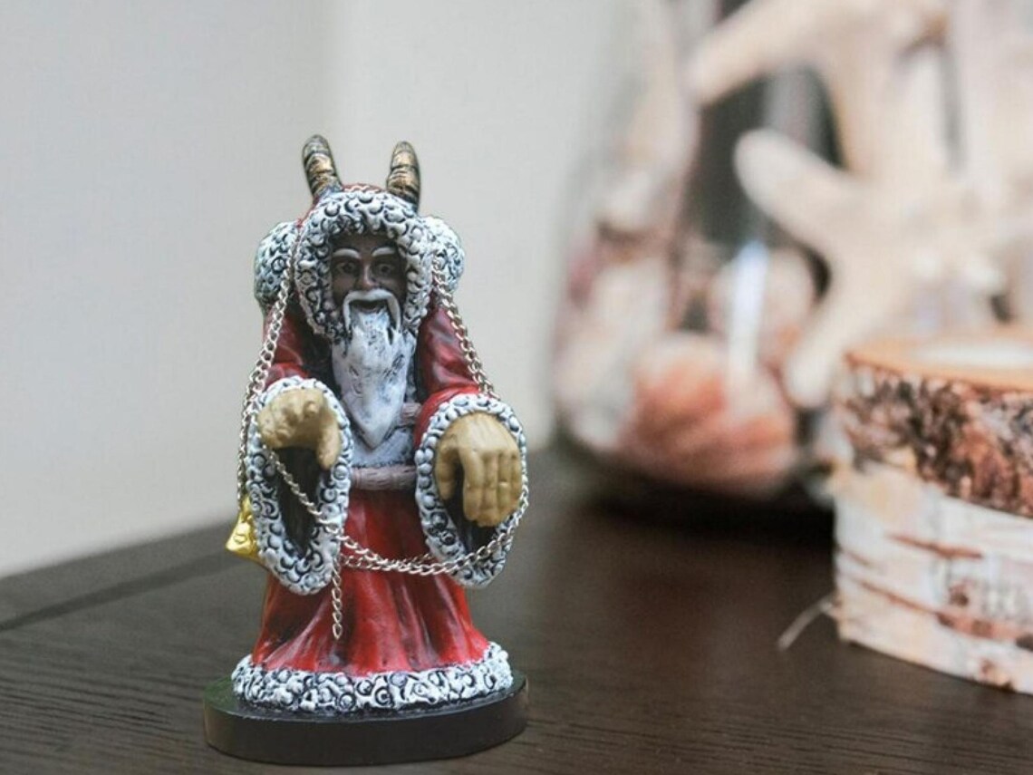 Krampus Resin Statue Gothic Sheep Horn Santa Claus Sculpture - Etsy