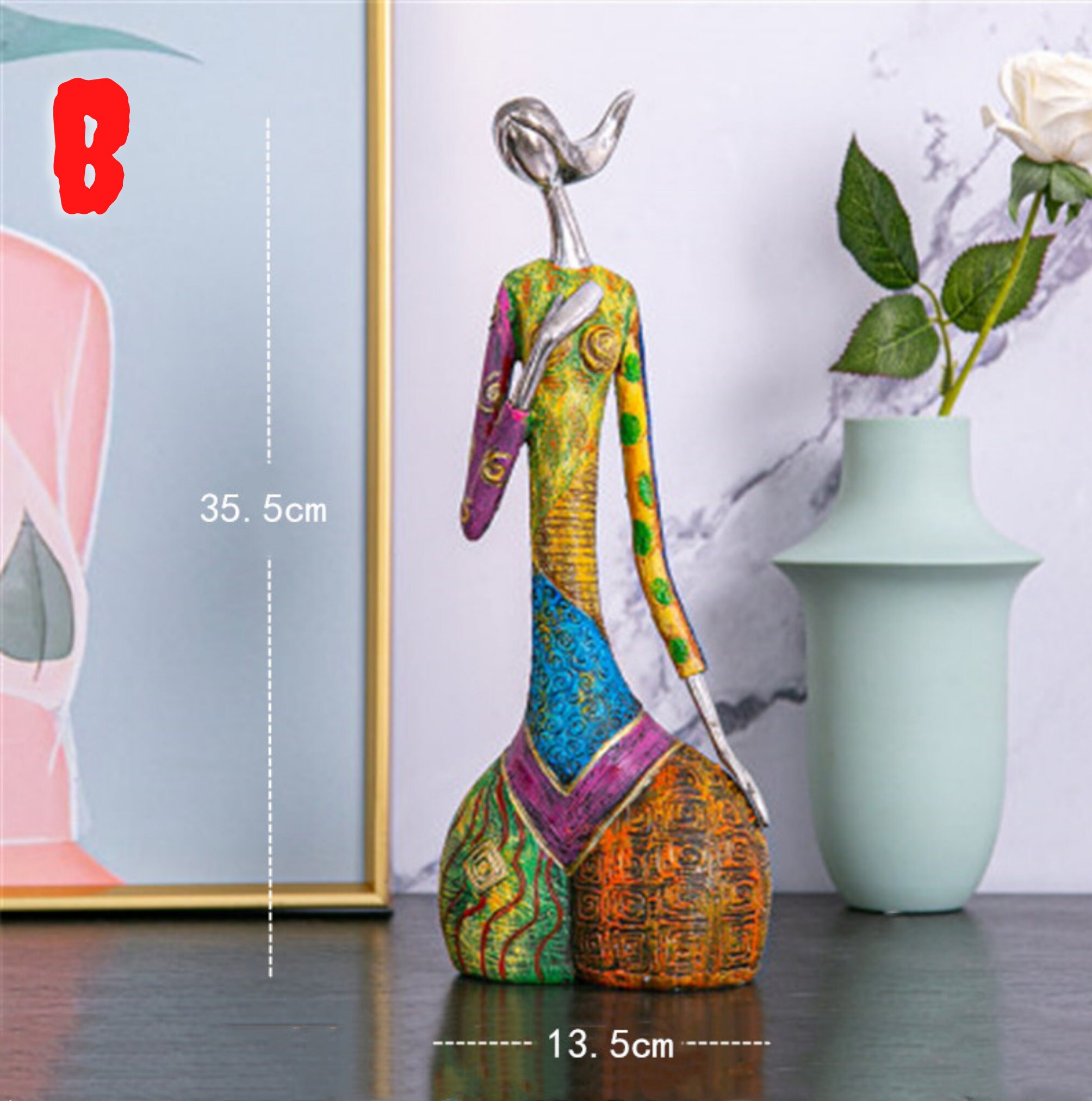 Abstract Art Woman Sculpture Figurines for Interior Resin Statue Color ...