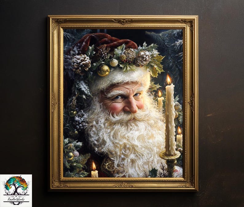 Santa Print, Santa Portrait, Christmas Decor, Printable Santa ...