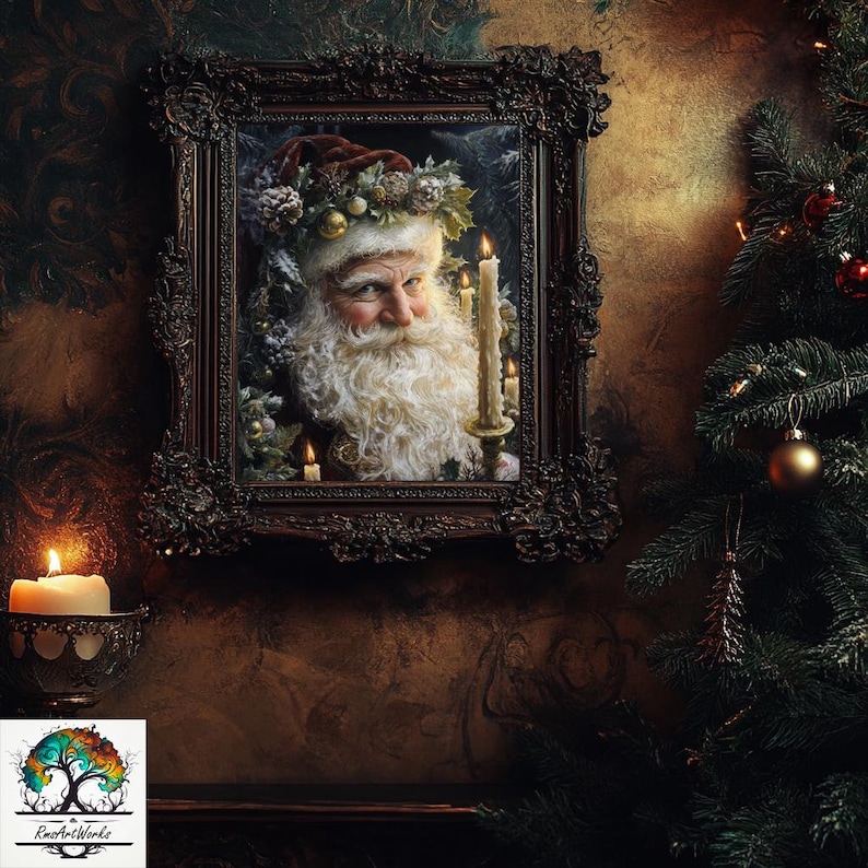 Santa Print, Santa Portrait, Christmas Decor, Printable Santa ...