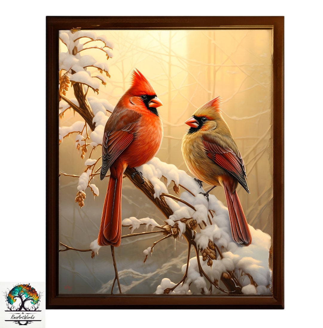 Winter Cardinal Print Cardinal Painting Wall Print - Etsy