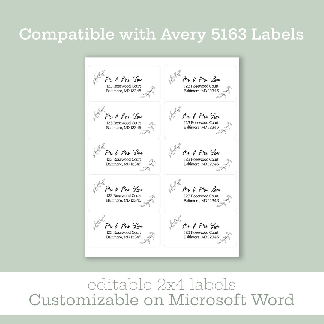 Editable Greenery Boho Address Labels - Etsy
