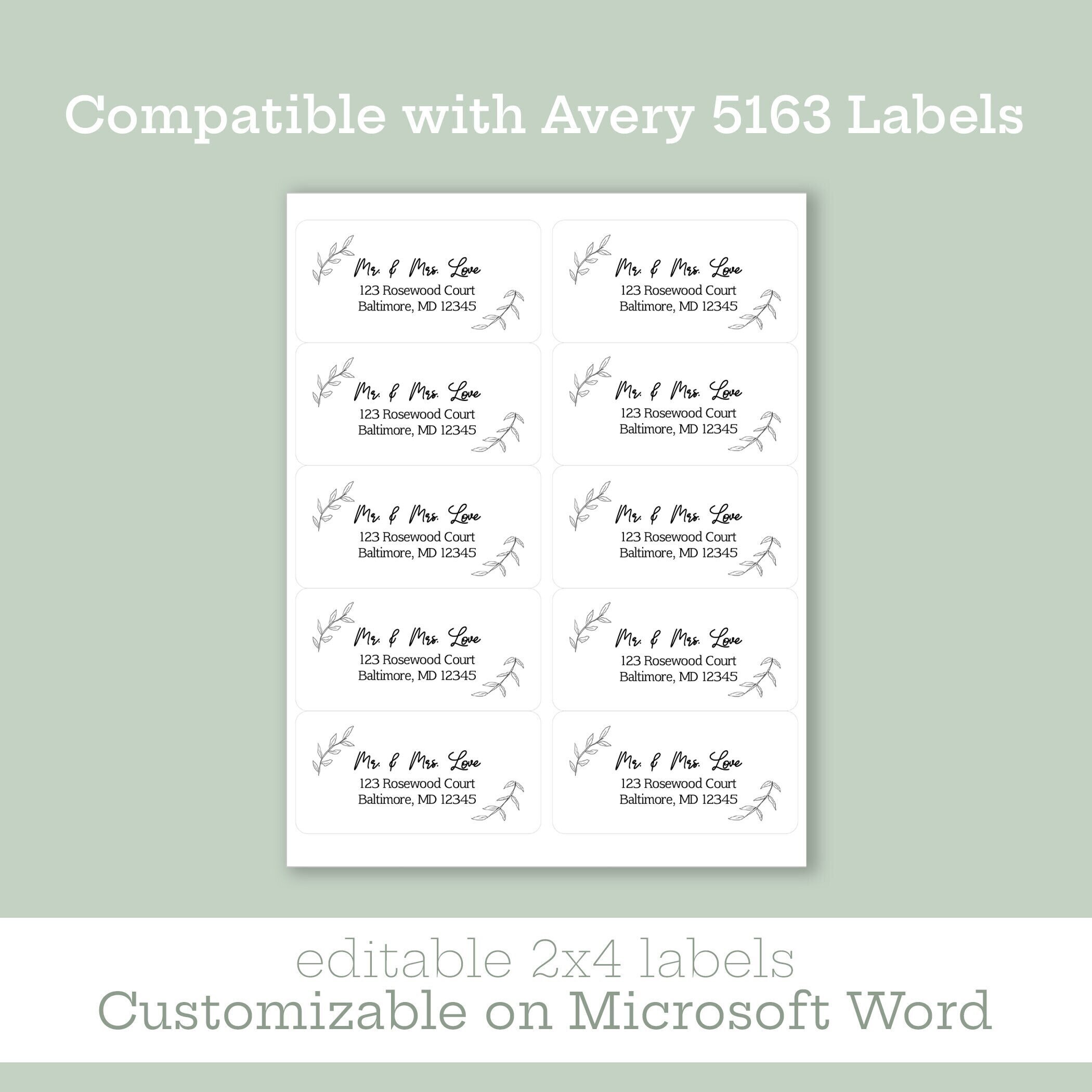 Editable Greenery Boho Address Labels - Etsy