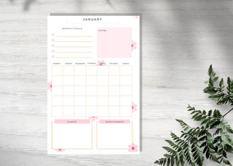 2023 Digital Monthly Planner & Goal Tracker, 1 Month per Page 12 Months ...