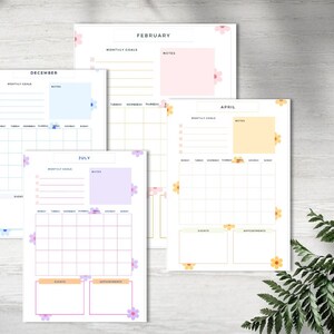 2023 Digital Monthly Planner & Goal Tracker, 1 Month per Page 12 Months ...