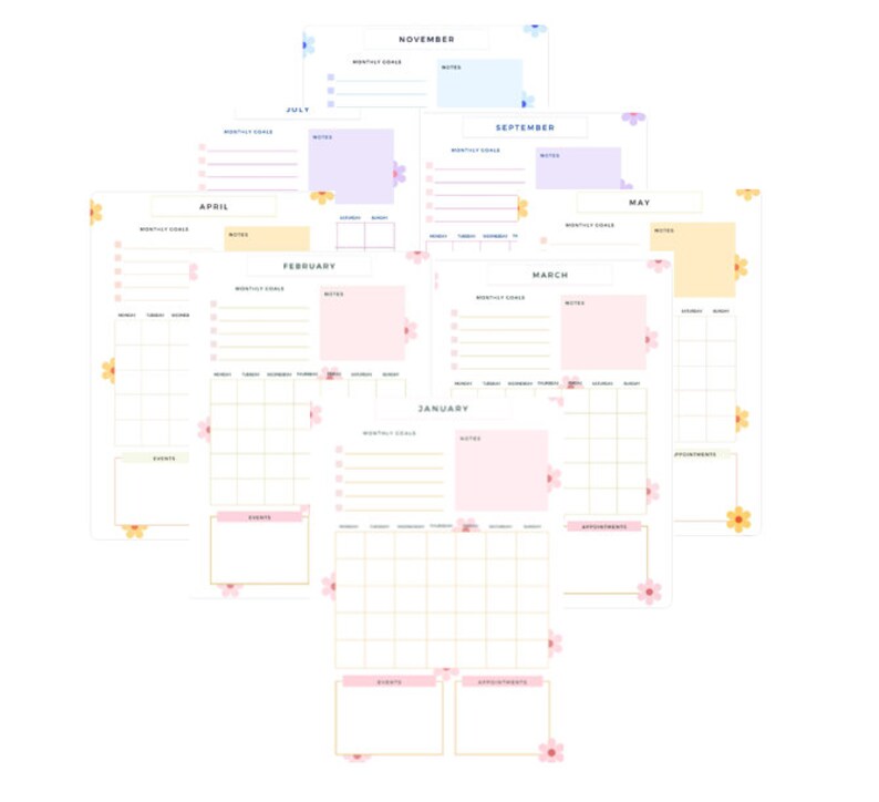 2023 Digital Monthly Planner & Goal Tracker, 1 Month per Page 12 Months ...