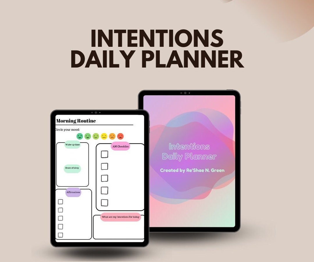 Intentions Monthly Digital Planner,goodnotes Template,ipad Planner ...