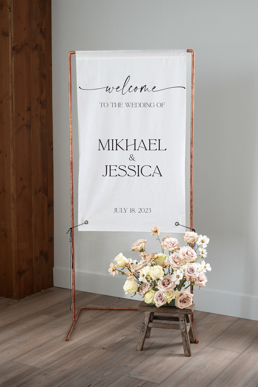 Fabric Wedding Welcome Sign Modern Wedding Welcome Sign Fabric Linen ...