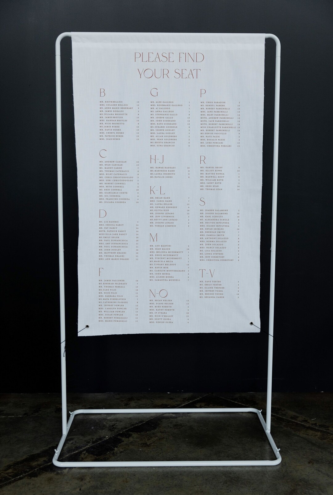 Fabric Wedding Seating Chart Sign Modern Wedding Fabric Linen Custom ...