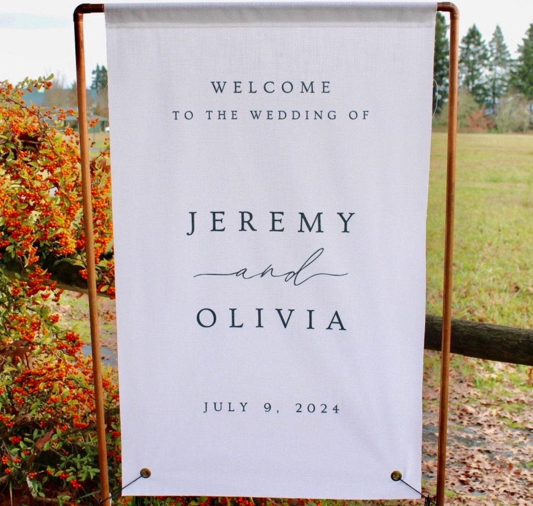 Fabric Wedding Welcome Sign Modern Wedding Welcome Sign Fabric Linen ...