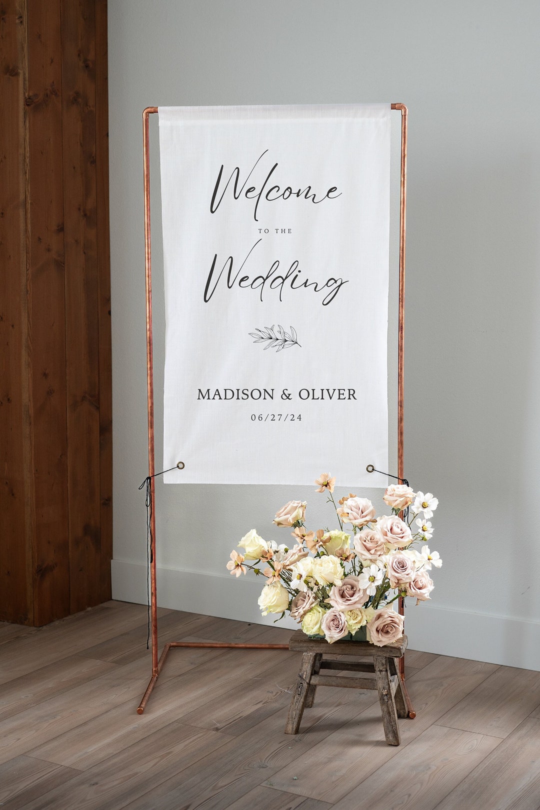 Fabric Wedding Welcome Sign Modern Wedding Welcome Sign Fabric Linen ...