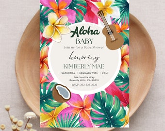 Aloha Baby Tropical Baby Shower Invitation Pineapple Theme - Etsy