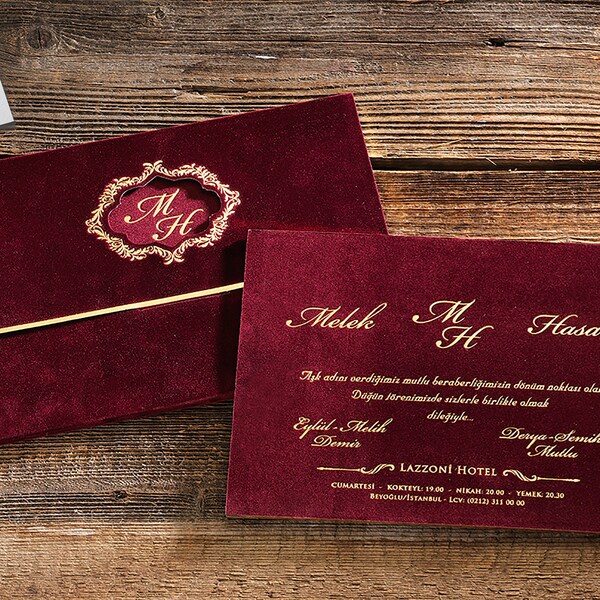 Burgundy Velvet Wedding Invitation - Etsy