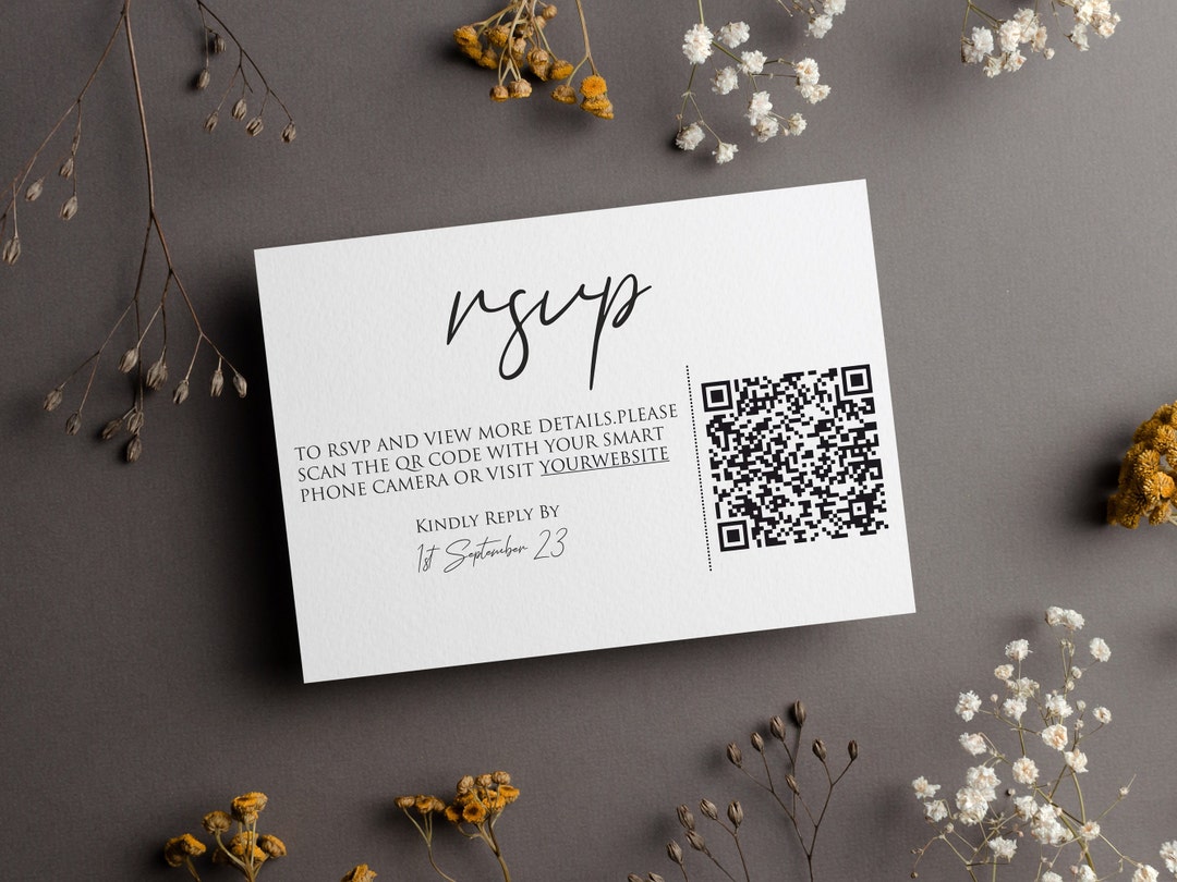 RSVP Card With QR Code, RSVP Cards, Wedding Reply Cards, Wedding Rsvp ...