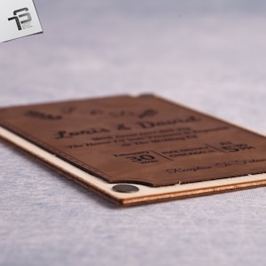 Leather & Wooden Elegant Wedding Invitations, Wedding Card With Kraft ...