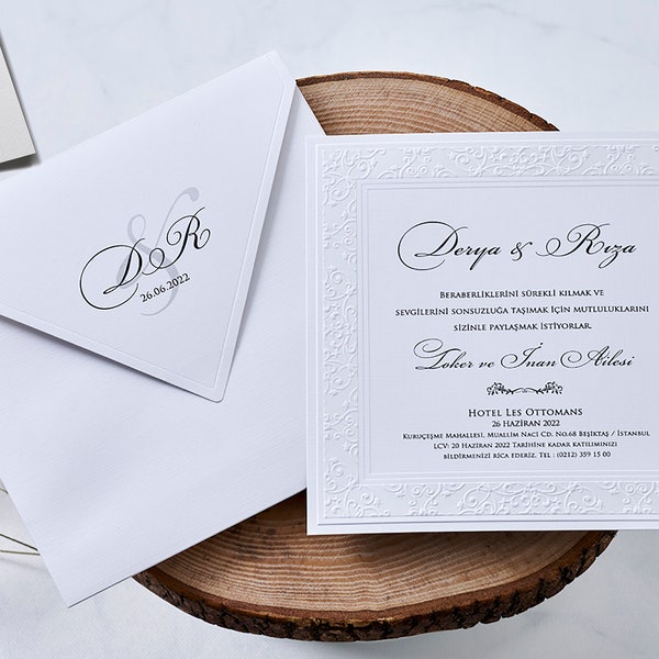 Embossed Wedding Invitations - Etsy