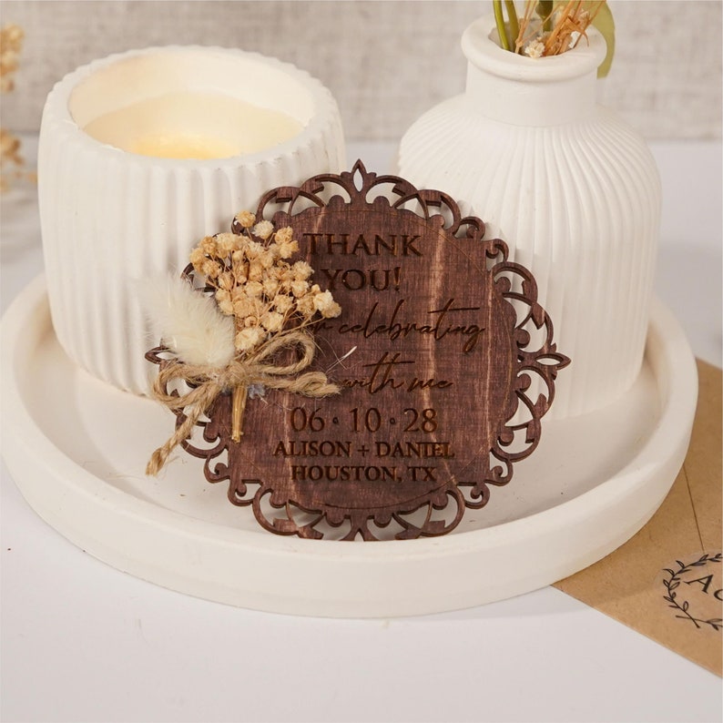 Rustic Wooden Wedding Favors in Bulk – Magnet Birch Favors With Flowers ...