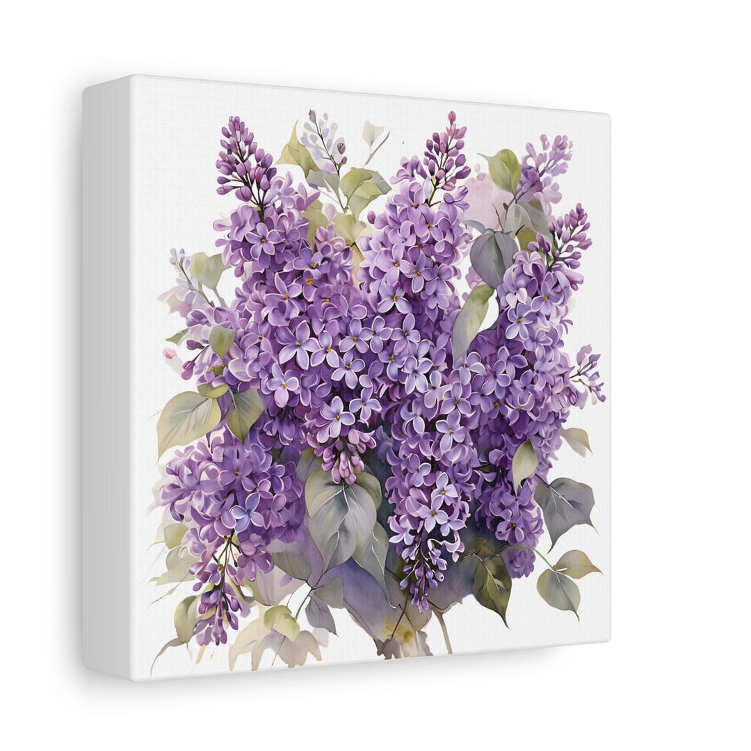 Lilac Lavender Purple Wall Art Matte Canvas Stretched Lilacs Flower Art ...