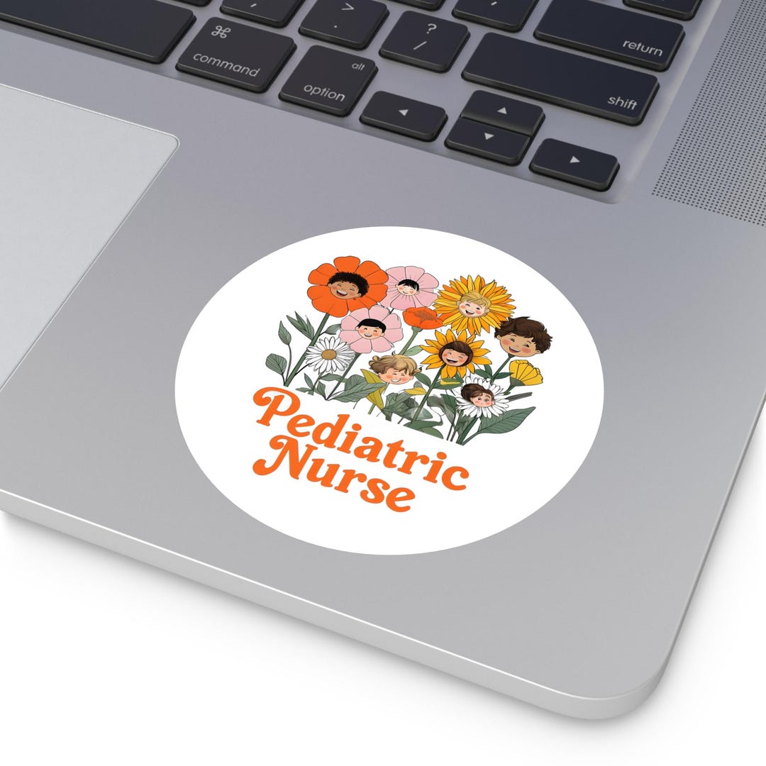 Pediatric Nurse Round Flower Child Stickers Indoor Outdoor Peds Doctor ...