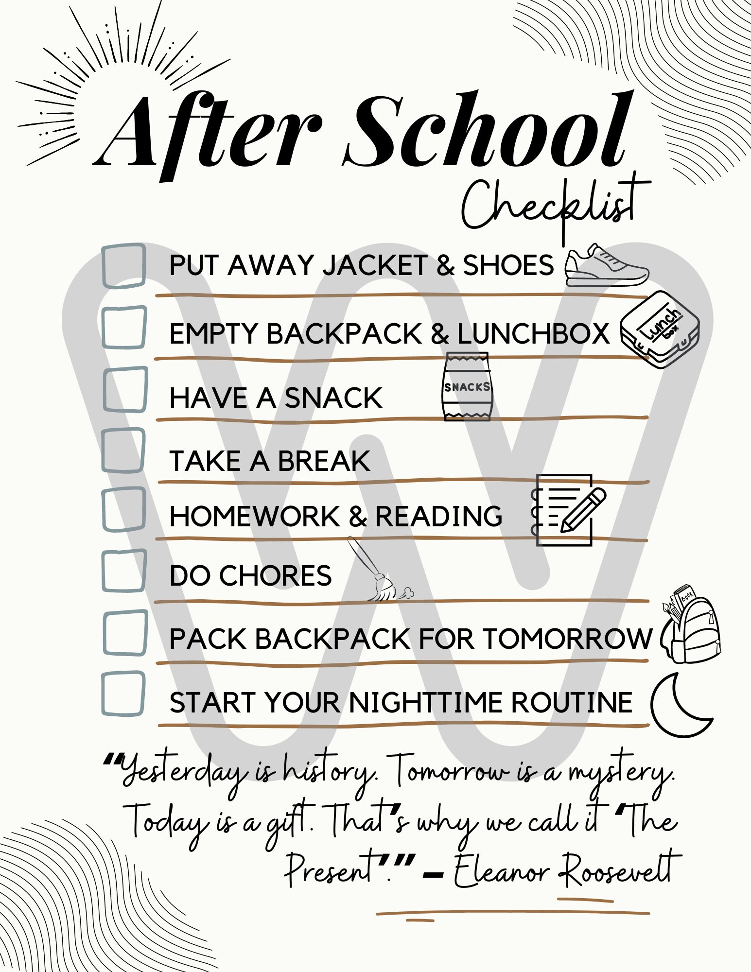 Kids After School Checklist: Fun Daily Routine Chart (digital Download ...