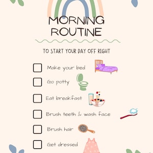 Printable Children's Daytime & Nighttime Routine Chart, Checklist ...
