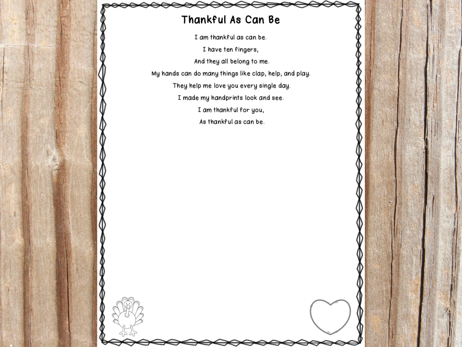 Thanksgiving Handprint Craft Printable for Kids-thankful Poem-turkey ...