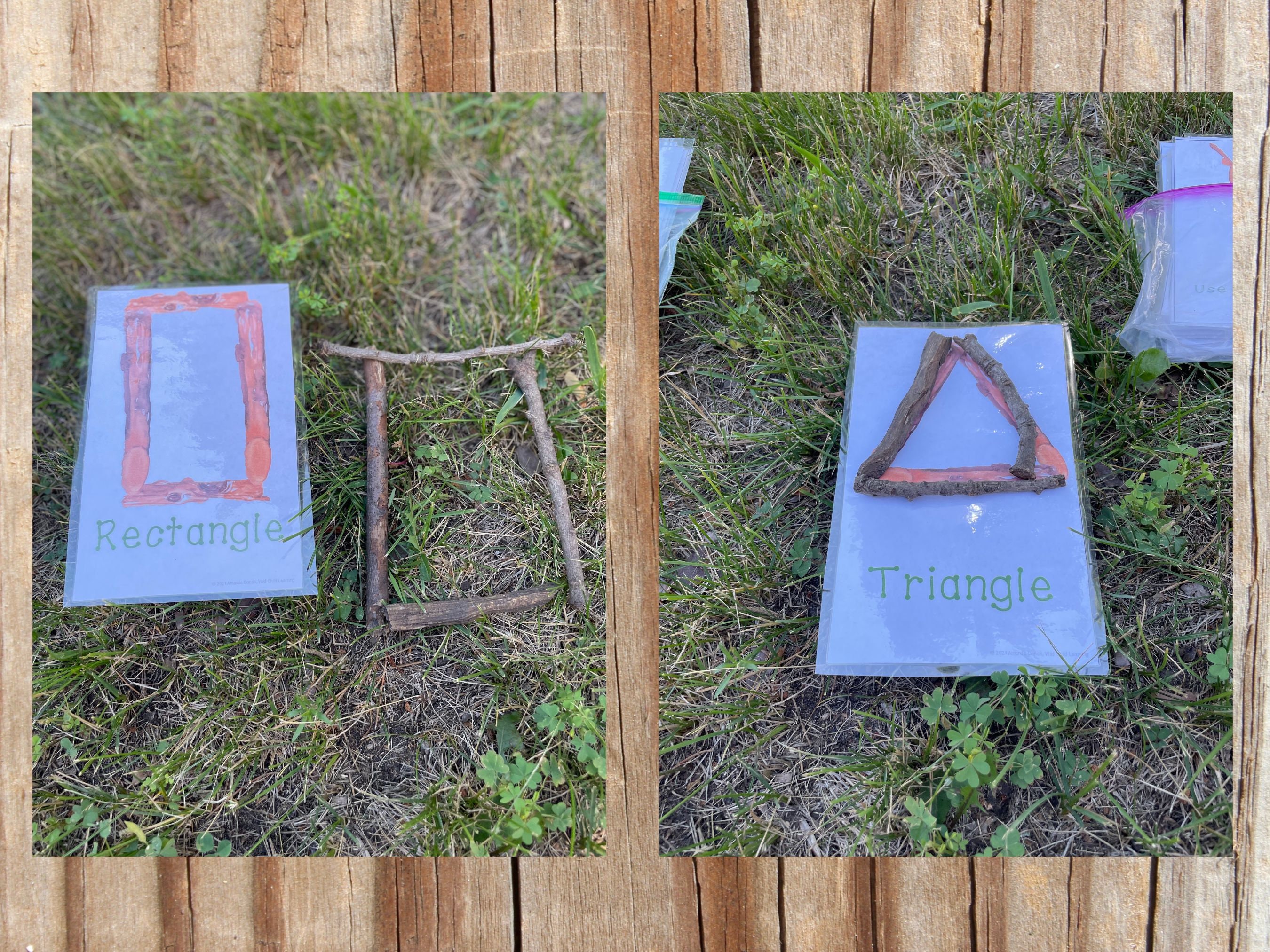 Shape Activity Cards, Nature Based Learning, Preschool, Kindergarten ...